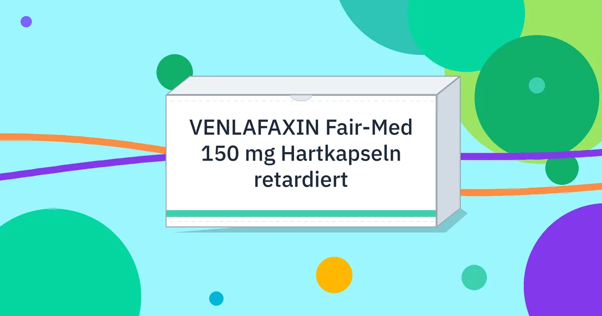 Symbolbild: Packung mit der Aufschrift VENLAFAXIN Fair-Med 150 mg Hartkapseln retardiert (PZN 14321802) – Verfügbarkeit und Bezug in Apotheken in Frankfurt am Main