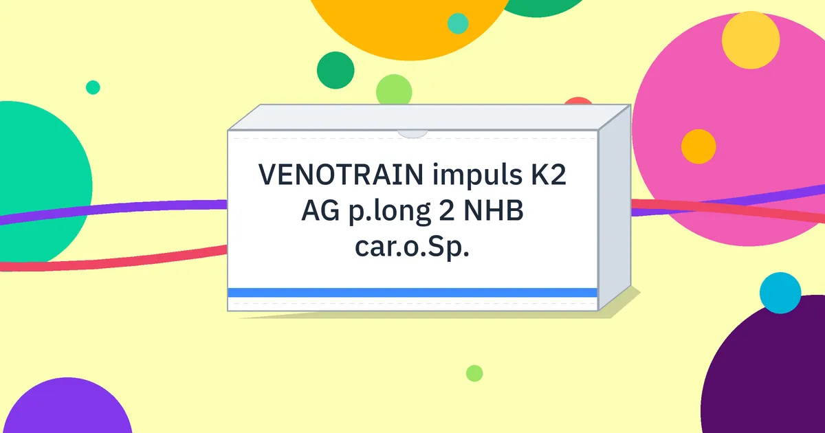 Symbolbild: Packung mit der Aufschrift VENOTRAIN impuls K2 AG p.long 2 NHB car.o.Sp. (PZN 08421758) – Verfügbarkeit und Bezug in Apotheken in Frankfurt am Main
