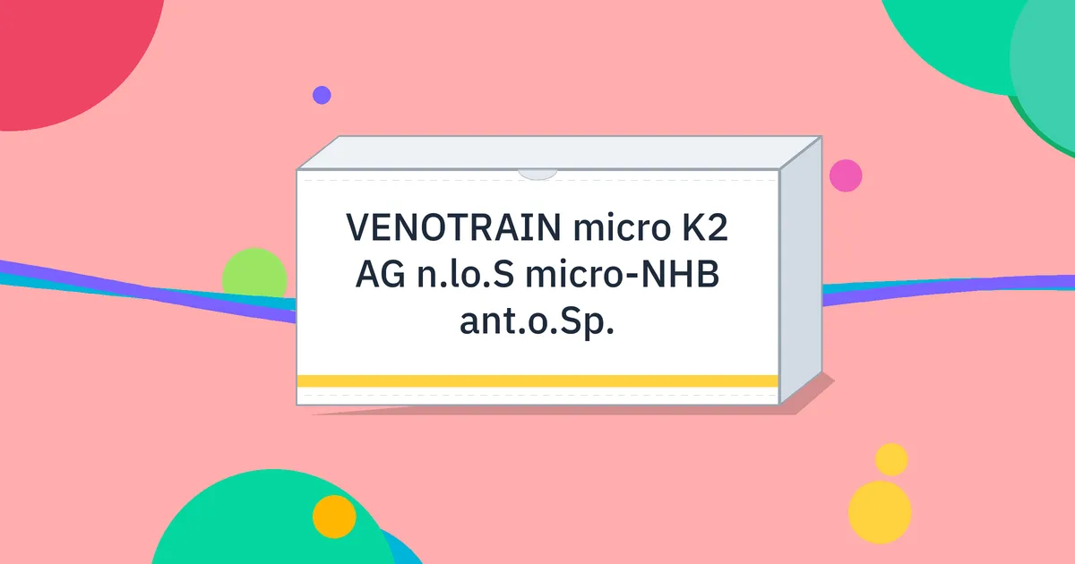 Symbolbild: Packung mit der Aufschrift VENOTRAIN micro K2 AG n.lo.S micro-NHB ant.o.Sp. (PZN 16067466) – Verfügbarkeit und Bezug in Apotheken in Frankfurt am Main