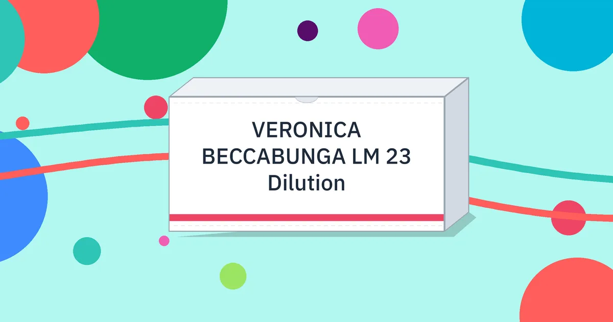 Symbolbild: Packung mit der Aufschrift VERONICA BECCABUNGA LM 23 Dilution (PZN 13269212) – Verfügbarkeit und Bezug in Apotheken in Frankfurt am Main