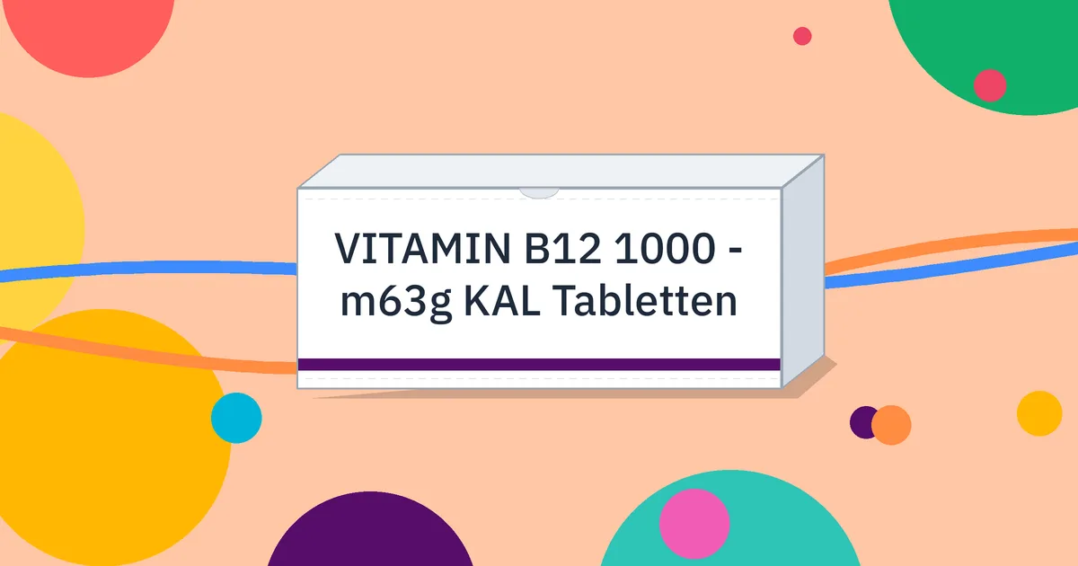 Symbolbild: Packung mit der Aufschrift VITAMIN B12 1000 -m63g KAL Tabletten (PZN 13895085) – Verfügbarkeit und Bezug in Apotheken in Frankfurt am Main