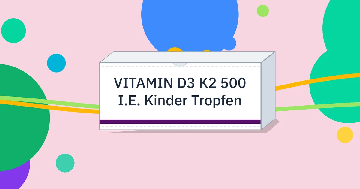 Symbolbild: Packung mit der Aufschrift VITAMIN D3 K2 500 I.E. Kinder Tropfen (PZN 20228426) – Verfügbarkeit und Bezug in Apotheken in Frankfurt am Main