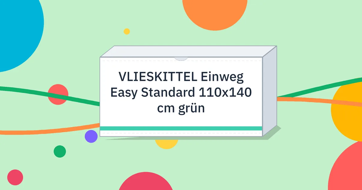 Symbolbild: Packung mit der Aufschrift VLIESKITTEL Einweg Easy Standard 110x140 cm grün (PZN 10524744) – Verfügbarkeit und Bezug in Apotheken in Frankfurt am Main