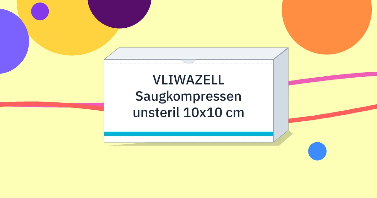 Symbolbild: Packung mit der Aufschrift VLIWAZELL Saugkompressen unsteril 10x10 cm (PZN 16738021) – Verfügbarkeit und Bezug in Apotheken in Frankfurt am Main