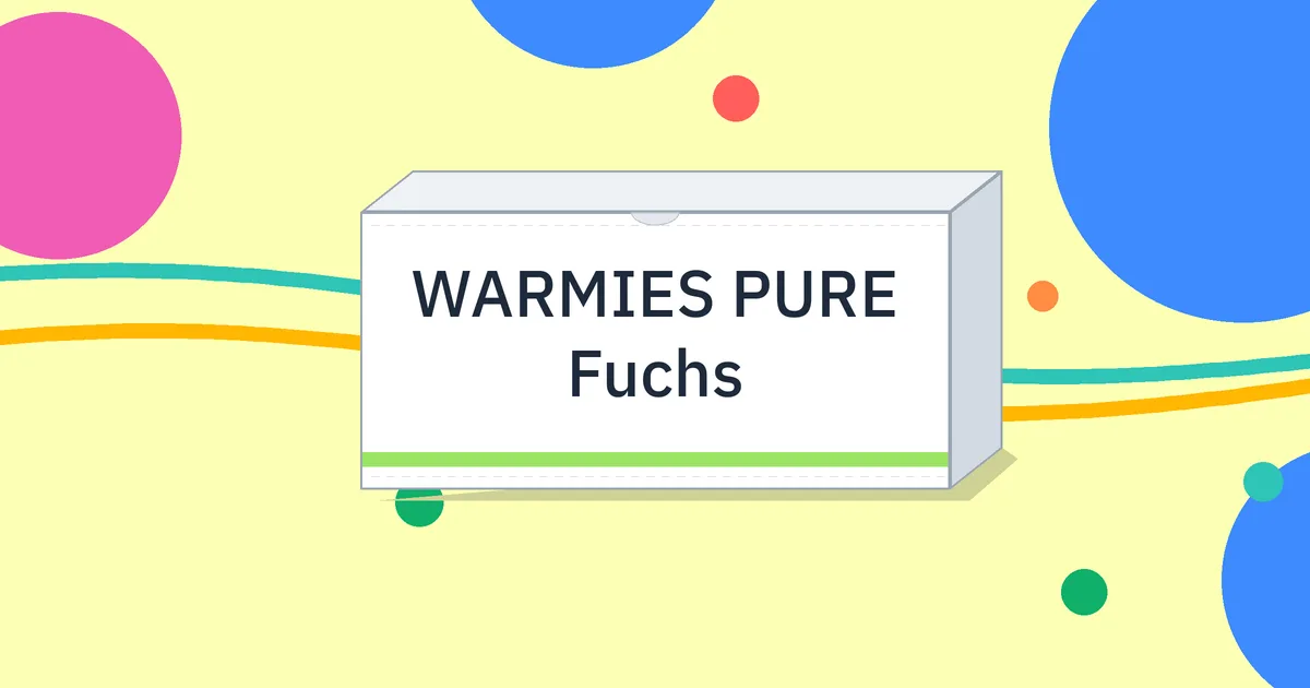 Symbolbild: Packung mit der Aufschrift WARMIES PURE Fuchs (PZN 16926840) – Verfügbarkeit und Bezug in Apotheken in Frankfurt am Main