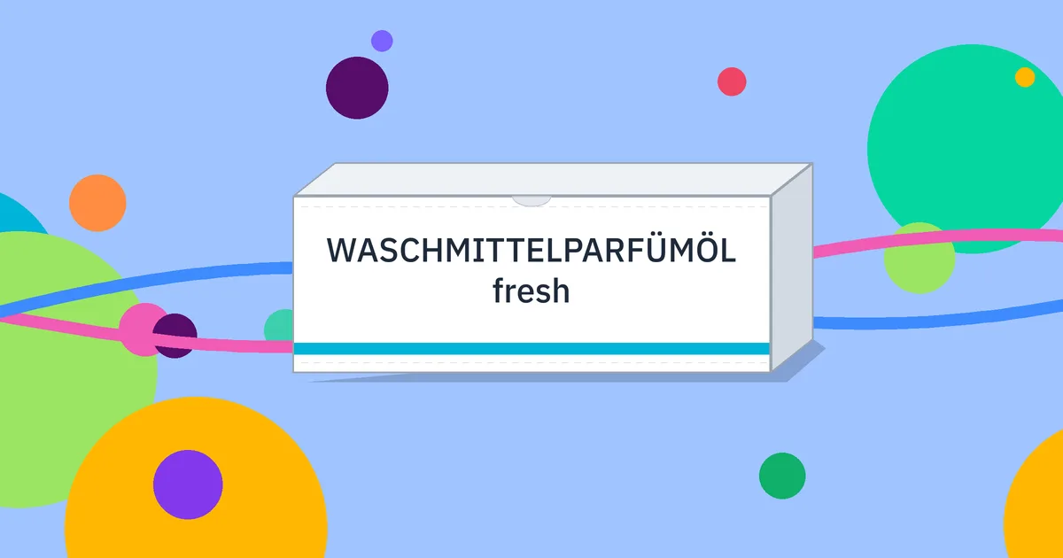 Symbolbild: Packung mit der Aufschrift WASCHMITTELPARFÜMÖL fresh (PZN 06579780) – Verfügbarkeit und Bezug in Apotheken in Frankfurt am Main