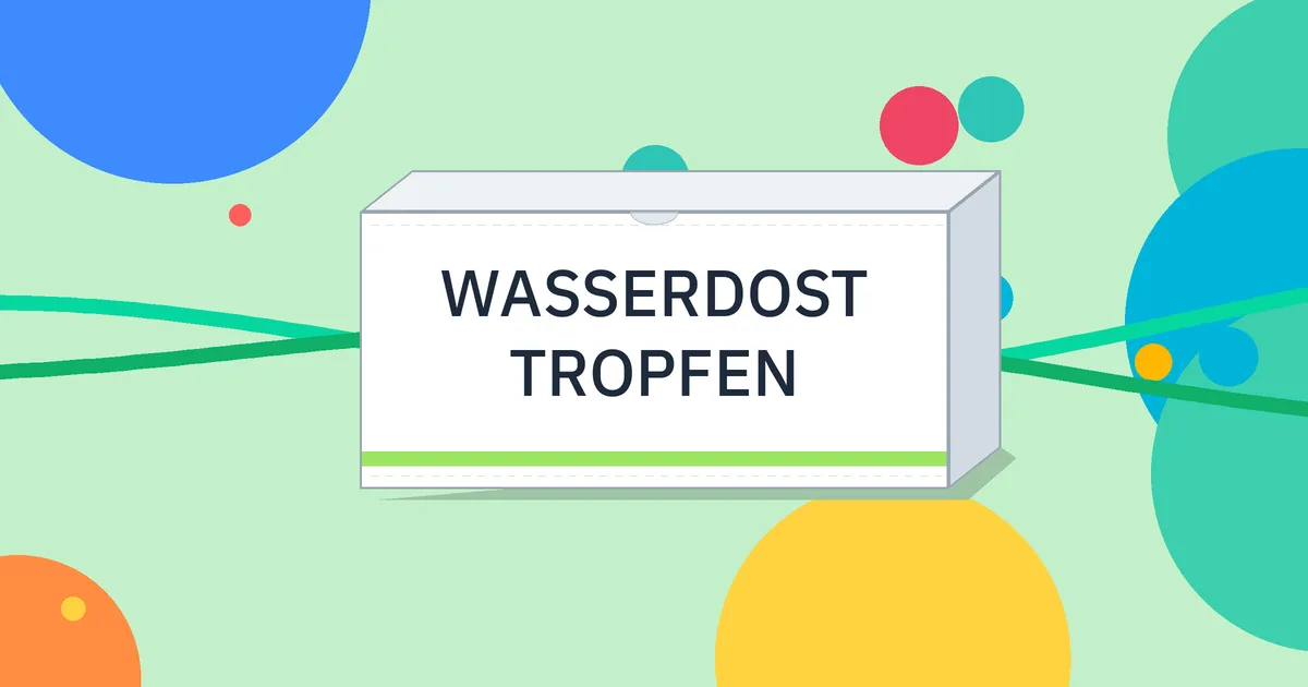 Symbolbild: Packung mit der Aufschrift WASSERDOST TROPFEN (PZN 14126868) – Verfügbarkeit und Bezug in Apotheken in Frankfurt am Main