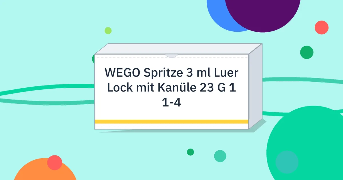 Symbolbild: Packung mit der Aufschrift WEGO Spritze 3 ml Luer Lock mit Kanüle 23 G 1 1-4 (PZN 18859007) – Verfügbarkeit und Bezug in Apotheken in Frankfurt am Main