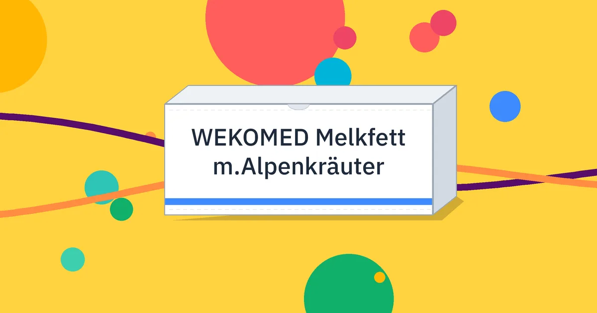 Symbolbild: Packung mit der Aufschrift WEKOMED Melkfett m.Alpenkräuter (PZN 07450025) – Verfügbarkeit und Bezug in Apotheken in Frankfurt am Main