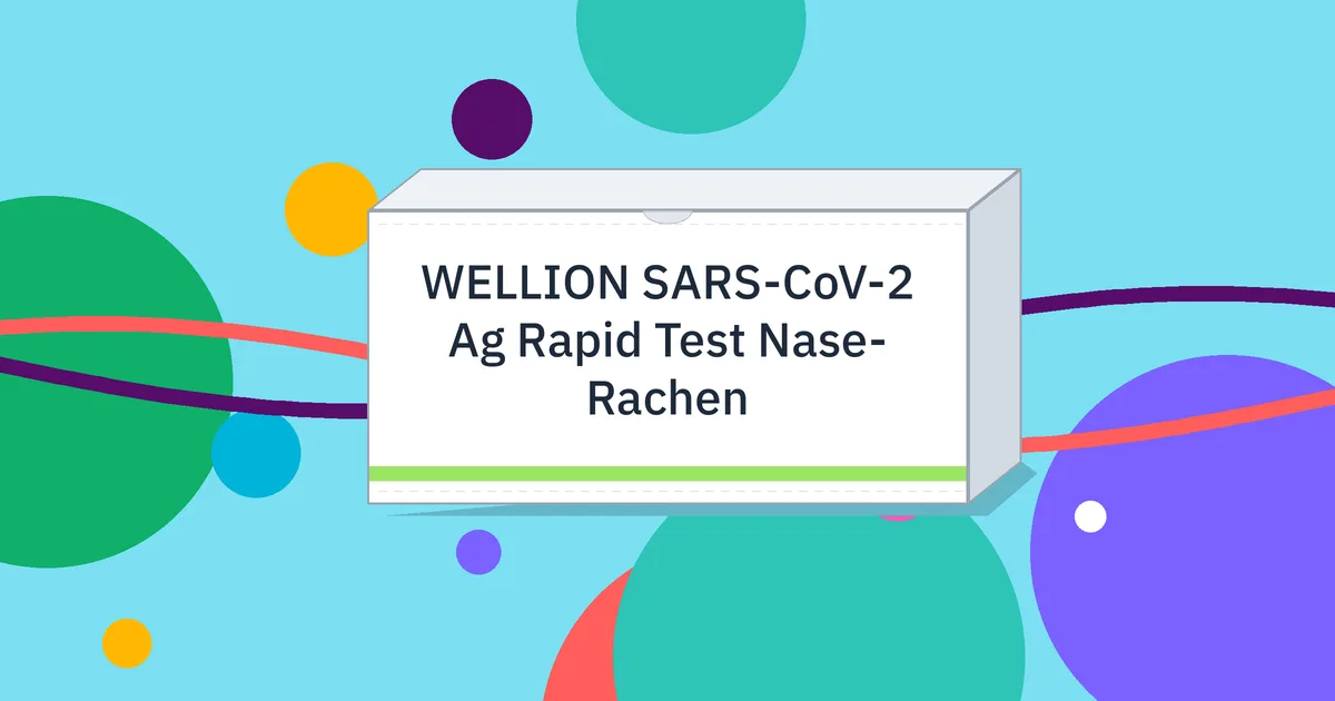 Symbolbild: Packung mit der Aufschrift WELLION SARS-CoV-2 Ag Rapid Test Nase-Rachen (PZN 16941756) – Verfügbarkeit und Bezug in Apotheken in Frankfurt am Main