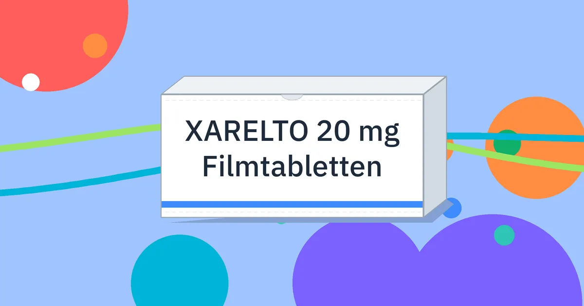 Symbolbild: Packung mit der Aufschrift XARELTO 20 mg Filmtabletten (PZN 10072124) – Verfügbarkeit und Bezug in Apotheken in Frankfurt am Main