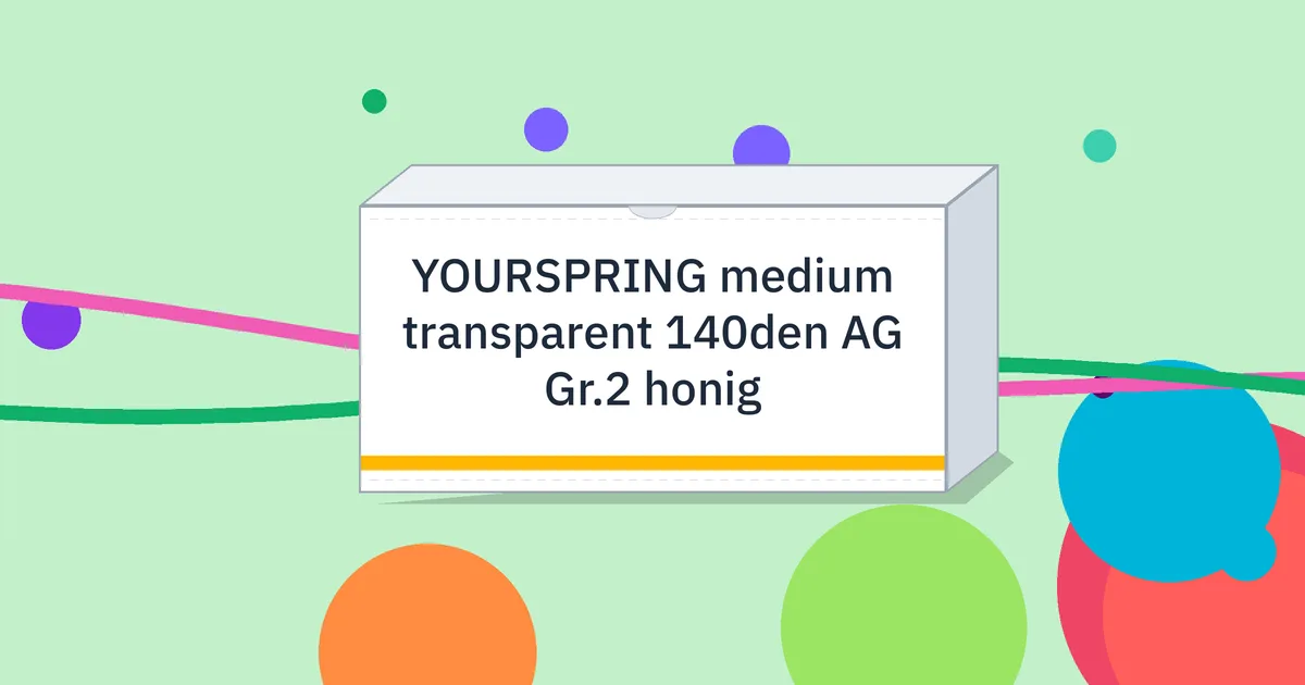 Symbolbild: Packung mit der Aufschrift YOURSPRING medium transparent 140den AG Gr.2 honig (PZN 18057153) – Verfügbarkeit und Bezug in Apotheken in Frankfurt am Main