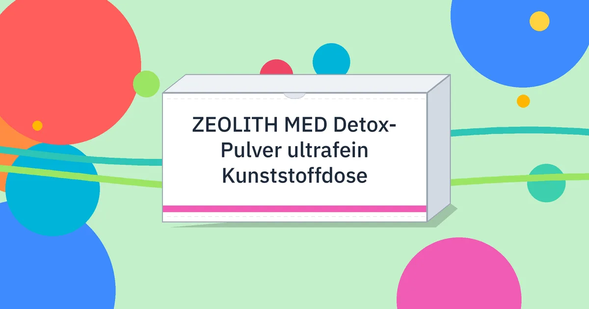 Symbolbild: Packung mit der Aufschrift ZEOLITH MED Detox-Pulver ultrafein Kunststoffdose (PZN 19160976) – Verfügbarkeit und Bezug in Apotheken in Frankfurt am Main