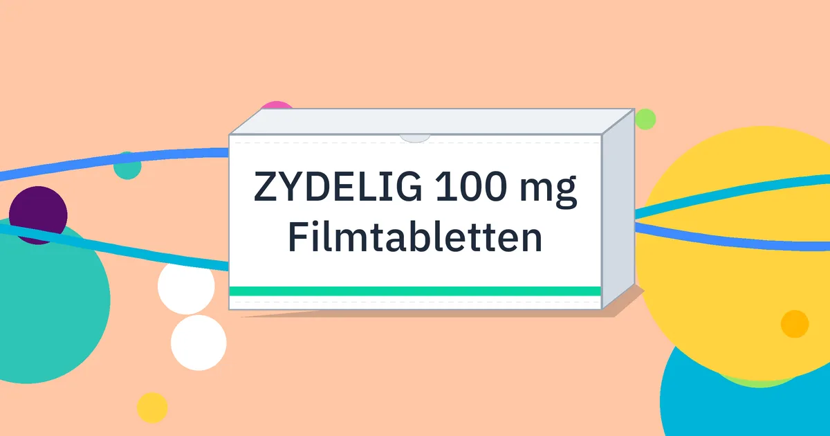 Symbolbild: Packung mit der Aufschrift ZYDELIG 100 mg Filmtabletten (PZN 11661259) – Verfügbarkeit und Bezug in Apotheken in Frankfurt am Main