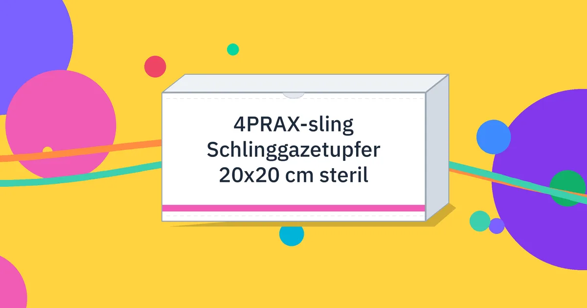 Symbolbild: Packung mit der Aufschrift 4PRAX-sling Schlinggazetupfer 20x20 cm steril (PZN 20229868) – Verfügbarkeit und Bezug in Apotheken in Frankfurt am Main
