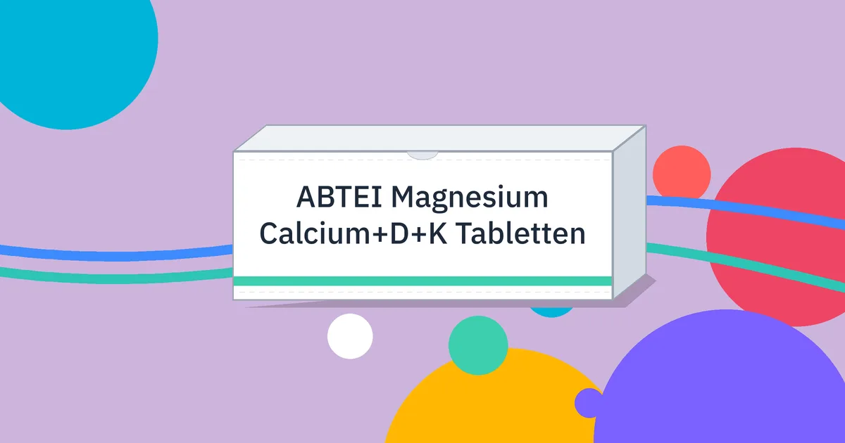 Symbolbild: Packung mit der Aufschrift ABTEI Magnesium Calcium+D+K Tabletten (PZN 17261199) – Verfügbarkeit und Bezug in Apotheken in Frankfurt am Main