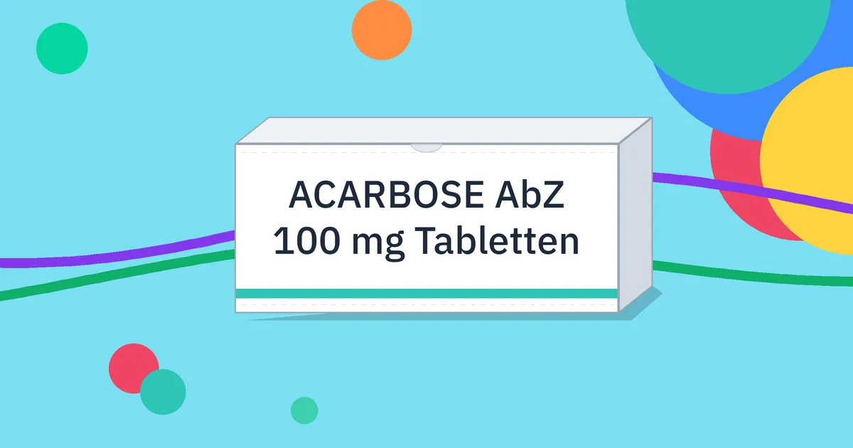 Symbolbild: Packung mit der Aufschrift ACARBOSE AbZ 100 mg Tabletten (PZN 05387044) – Verfügbarkeit und Bezug in Apotheken in Frankfurt am Main