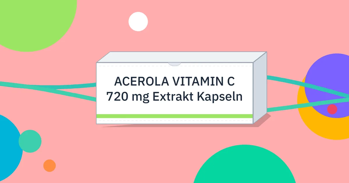 Symbolbild: Packung mit der Aufschrift ACEROLA VITAMIN C 720 mg Extrakt Kapseln (PZN 15736511) – Verfügbarkeit und Bezug in Apotheken in Frankfurt am Main