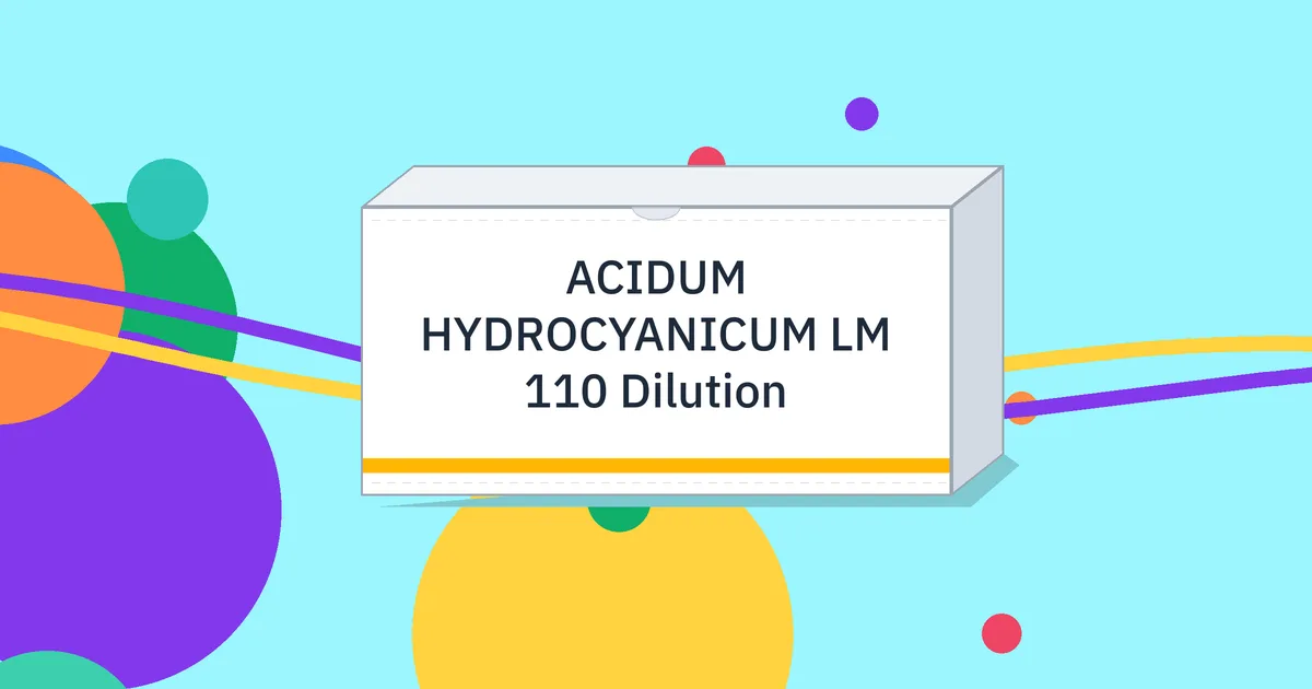 Symbolbild: Packung mit der Aufschrift ACIDUM HYDROCYANICUM LM 110 Dilution (PZN 13278903) – Verfügbarkeit und Bezug in Apotheken in Frankfurt am Main