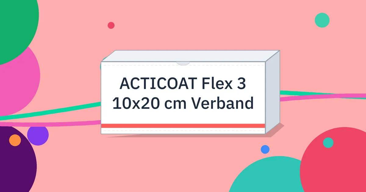 Symbolbild: Packung mit der Aufschrift ACTICOAT Flex 3 10x20 cm Verband (PZN 17613623) – Verfügbarkeit und Bezug in Apotheken in Frankfurt am Main