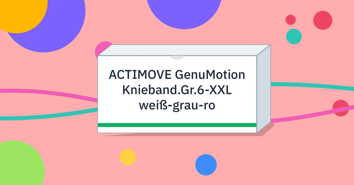 Symbolbild: Packung mit der Aufschrift ACTIMOVE GenuMotion Knieband.Gr.6-XXL weiß-grau-ro (PZN 17947873) – Verfügbarkeit und Bezug in Apotheken in Frankfurt am Main