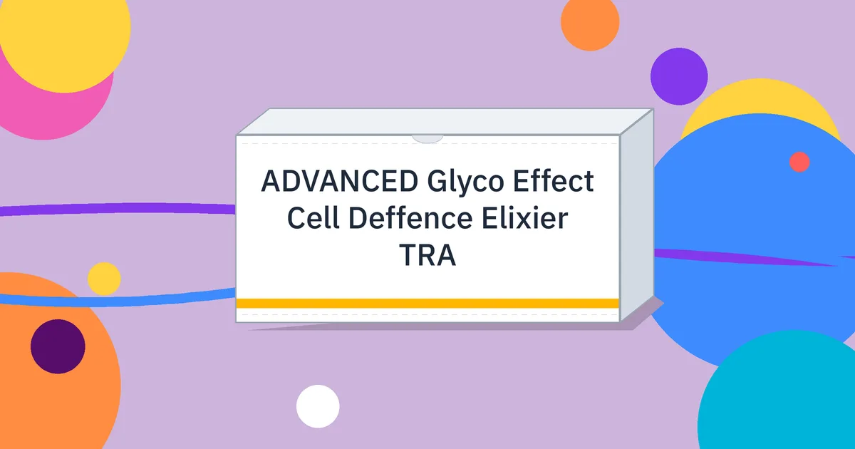 Symbolbild: Packung mit der Aufschrift ADVANCED Glyco Effect Cell Deffence Elixier TRA (PZN 18361052) – Verfügbarkeit und Bezug in Apotheken in Frankfurt am Main