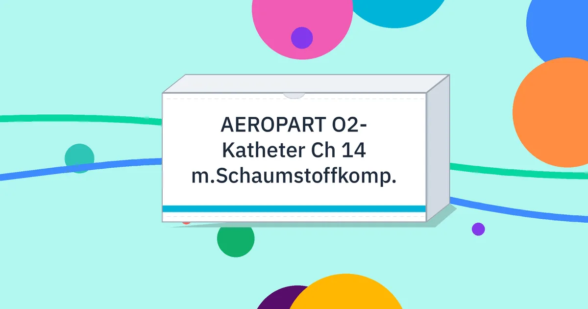 Symbolbild: Packung mit der Aufschrift AEROPART O2-Katheter Ch 14 m.Schaumstoffkomp. (PZN 10836604) – Verfügbarkeit und Bezug in Apotheken in Frankfurt am Main
