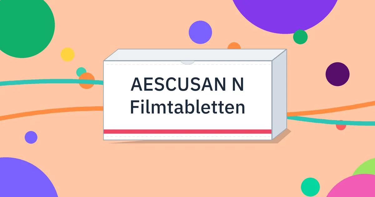 Symbolbild: Packung mit der Aufschrift AESCUSAN N Filmtabletten (PZN 13964432) – Verfügbarkeit und Bezug in Apotheken in Frankfurt am Main