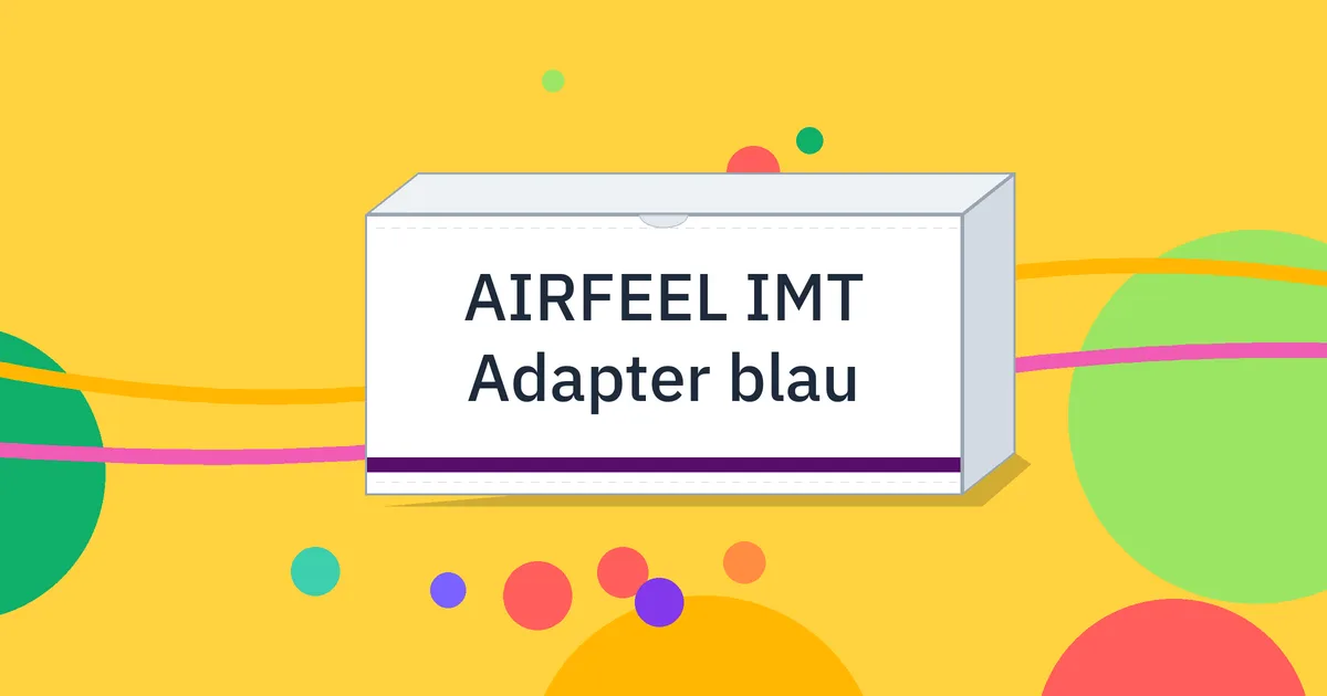 Symbolbild: Packung mit der Aufschrift AIRFEEL IMT Adapter blau (PZN 20228260) – Verfügbarkeit und Bezug in Apotheken in Frankfurt am Main