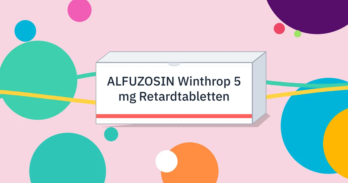 Symbolbild: Packung mit der Aufschrift ALFUZOSIN Winthrop 5 mg Retardtabletten (PZN 04967319) – Verfügbarkeit und Bezug in Apotheken in Frankfurt am Main