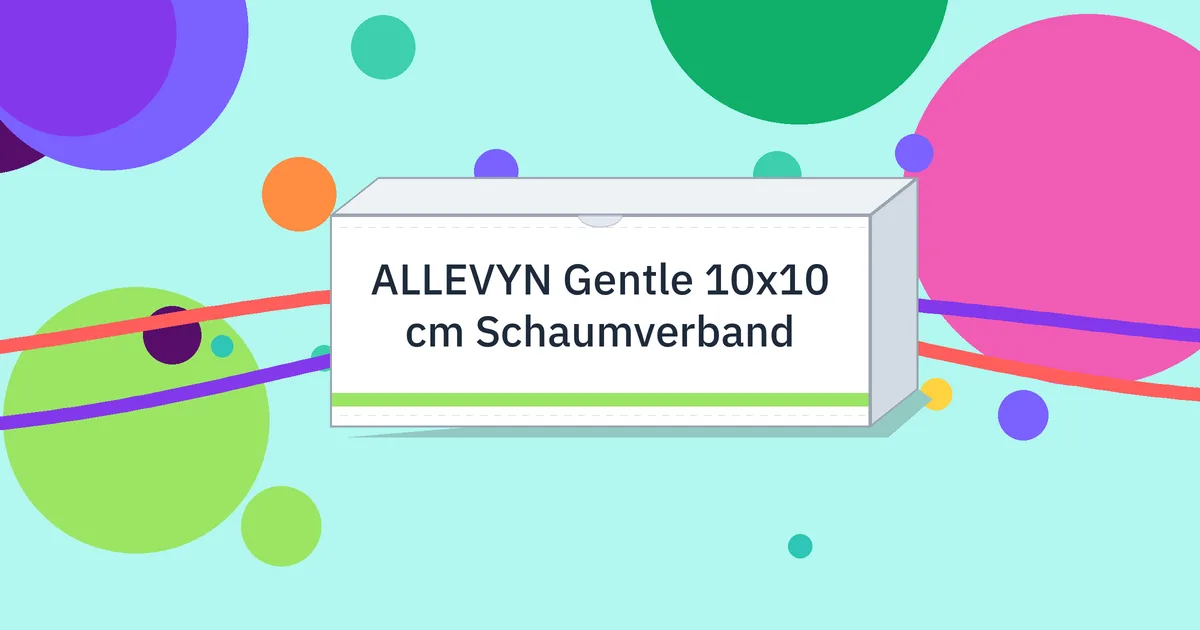 Symbolbild: Packung mit der Aufschrift ALLEVYN Gentle 10x10 cm Schaumverband (PZN 16596182) – Verfügbarkeit und Bezug in Apotheken in Frankfurt am Main