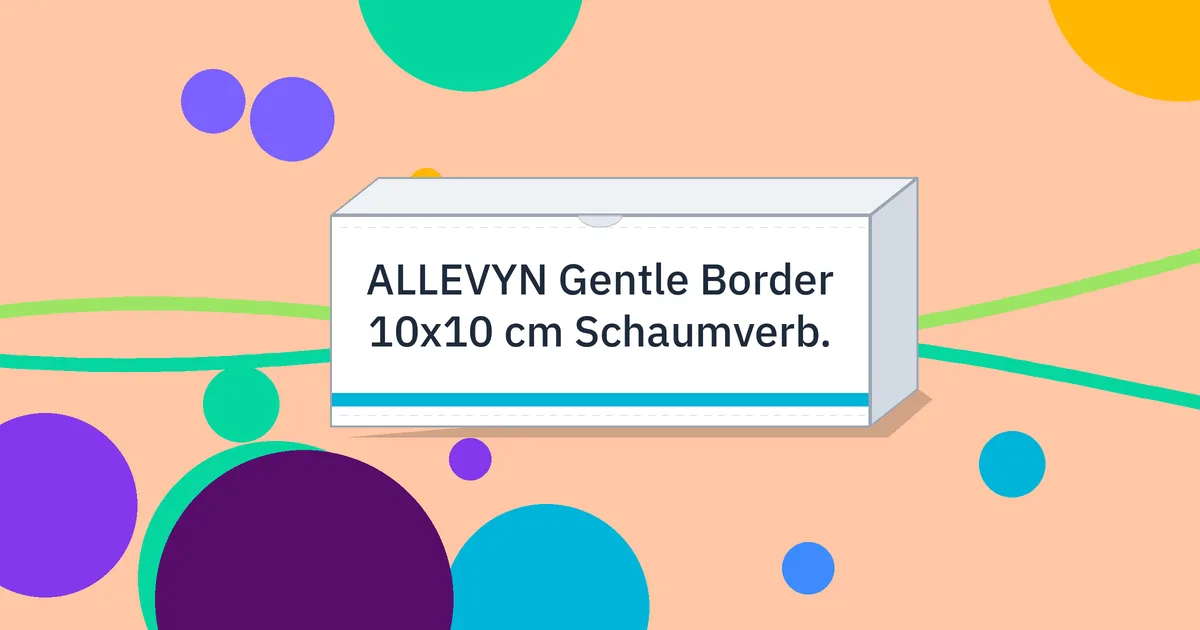 Symbolbild: Packung mit der Aufschrift ALLEVYN Gentle Border 10x10 cm Schaumverb. (PZN 17380745) – Verfügbarkeit und Bezug in Apotheken in Frankfurt am Main