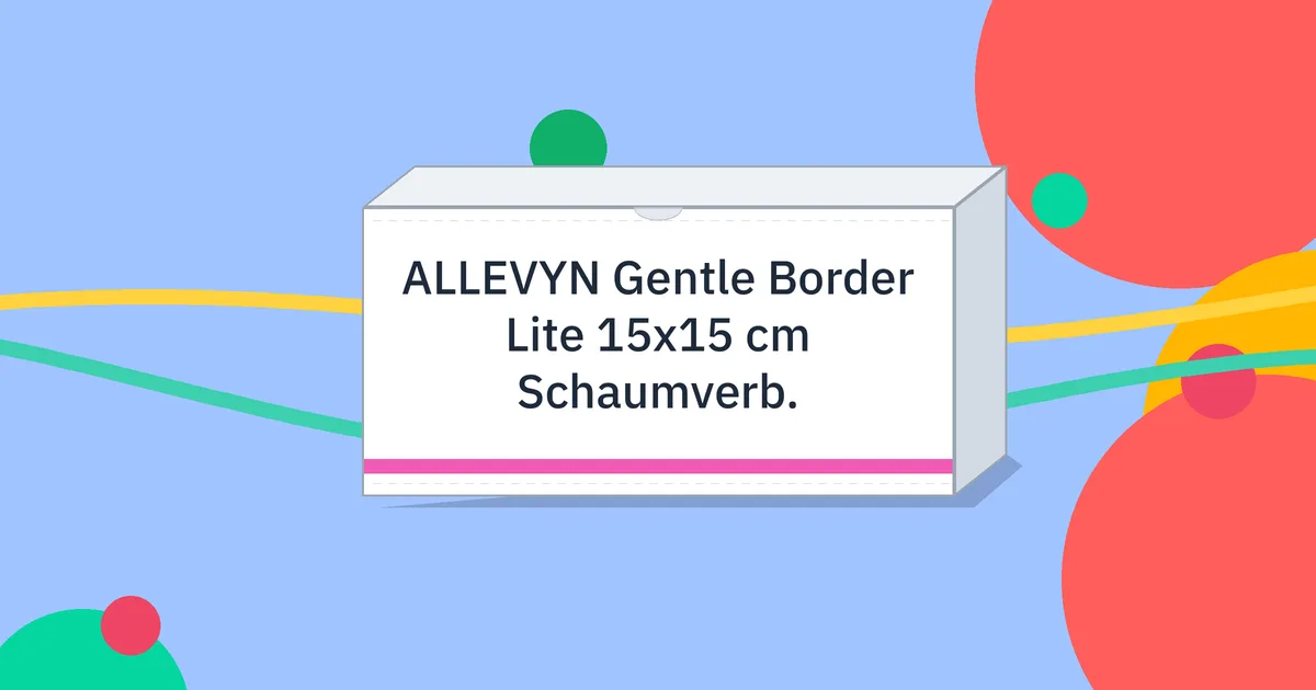 Symbolbild: Packung mit der Aufschrift ALLEVYN Gentle Border Lite 15x15 cm Schaumverb. (PZN 19627807) – Verfügbarkeit und Bezug in Apotheken in Frankfurt am Main