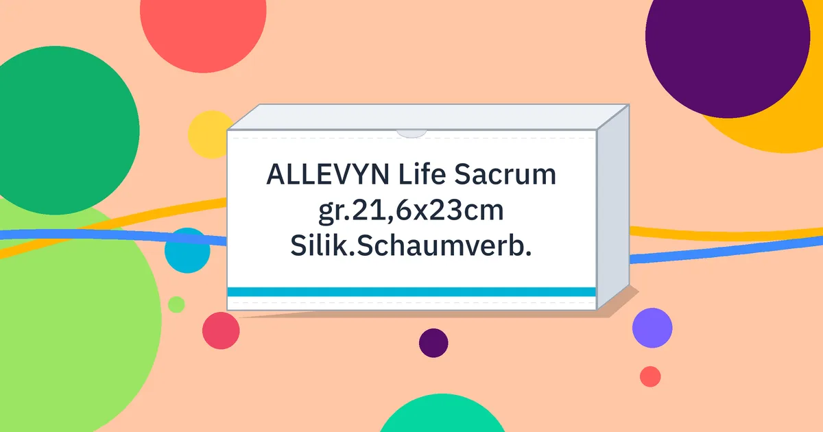 Symbolbild: Packung mit der Aufschrift ALLEVYN Life Sacrum gr.21,6x23cm Silik.Schaumverb. (PZN 19740975) – Verfügbarkeit und Bezug in Apotheken in Frankfurt am Main