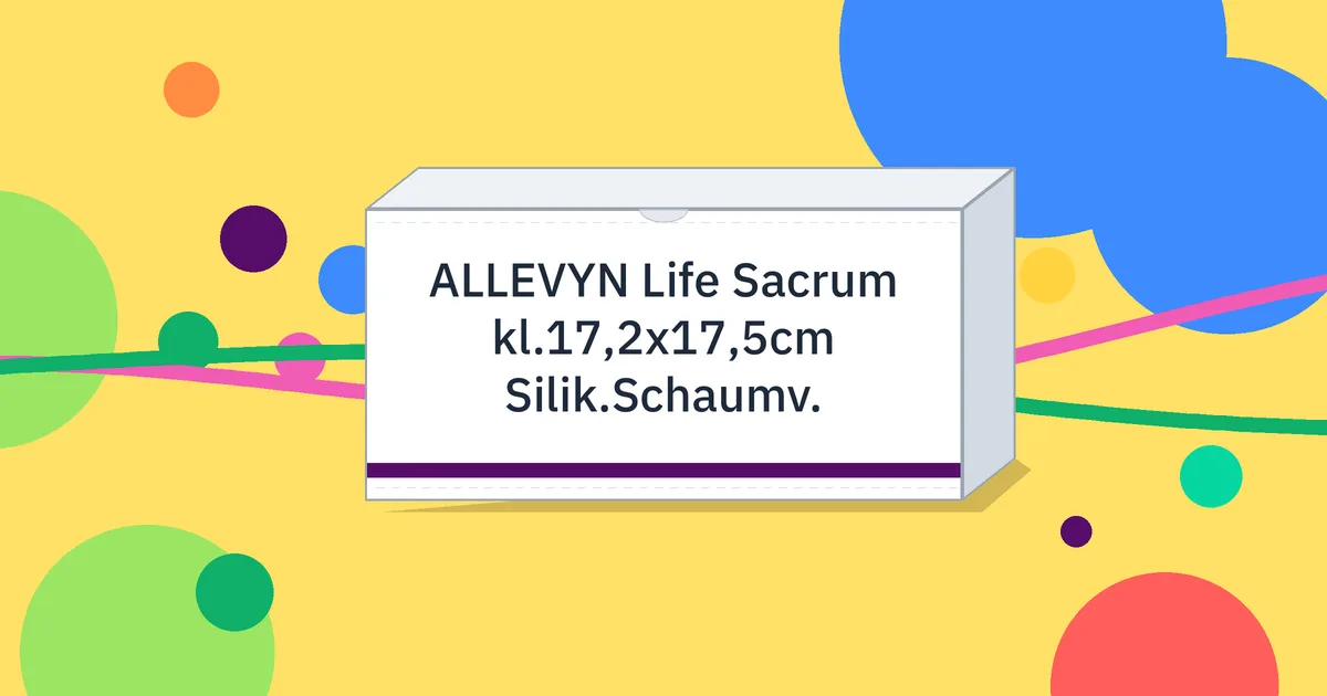 Symbolbild: Packung mit der Aufschrift ALLEVYN Life Sacrum kl.17,2x17,5cm Silik.Schaumv. (PZN 11605491) – Verfügbarkeit und Bezug in Apotheken in Frankfurt am Main