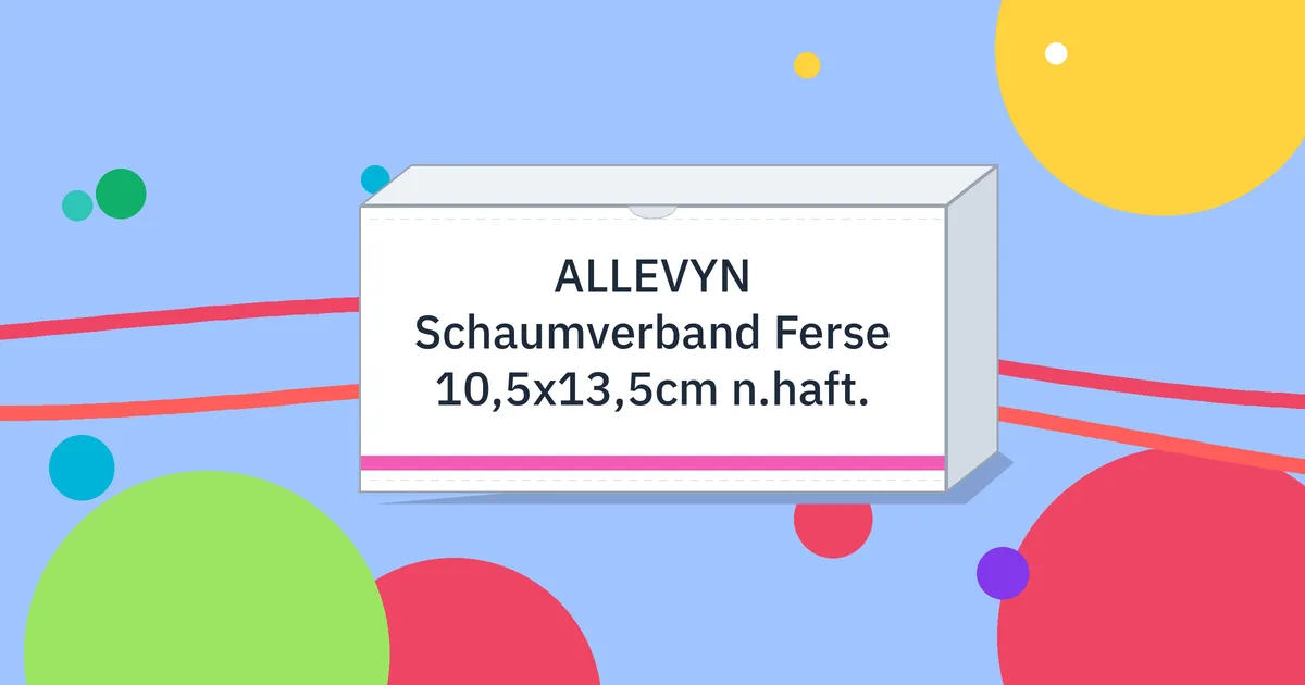 Symbolbild: Packung mit der Aufschrift ALLEVYN Schaumverband Ferse 10,5x13,5cm n.haft. (PZN 15419176) – Verfügbarkeit und Bezug in Apotheken in Frankfurt am Main