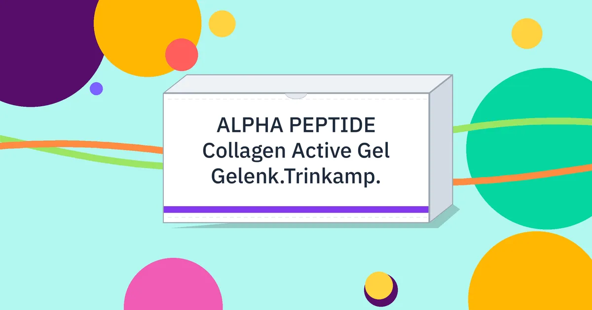 Symbolbild: Packung mit der Aufschrift ALPHA PEPTIDE Collagen Active Gel Gelenk.Trinkamp. (PZN 19973337) – Verfügbarkeit und Bezug in Apotheken in Frankfurt am Main