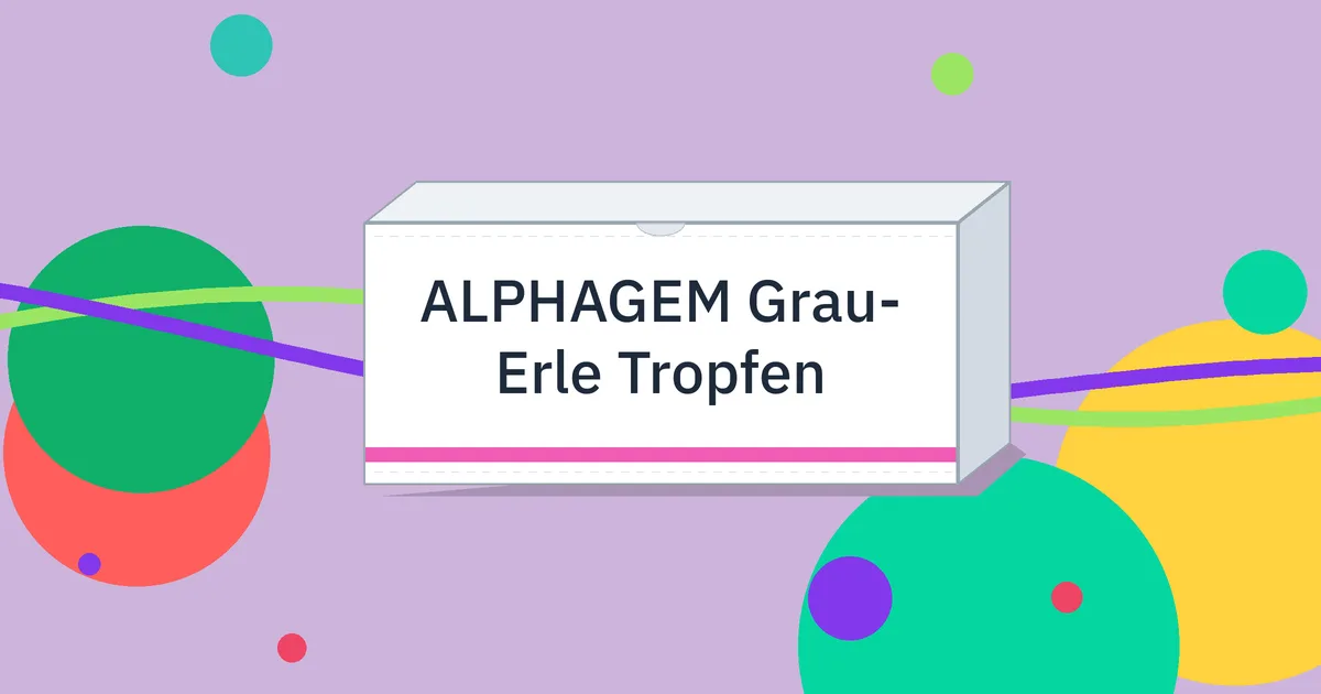 Symbolbild: Packung mit der Aufschrift ALPHAGEM Grau-Erle Tropfen (PZN 20297982) – Verfügbarkeit und Bezug in Apotheken in Frankfurt am Main