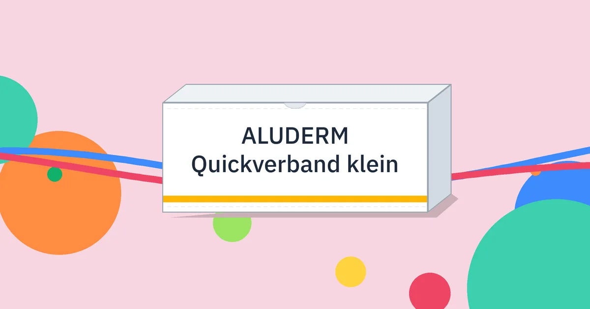Symbolbild: Packung mit der Aufschrift ALUDERM Quickverband klein (PZN 11047849) – Verfügbarkeit und Bezug in Apotheken in Frankfurt am Main