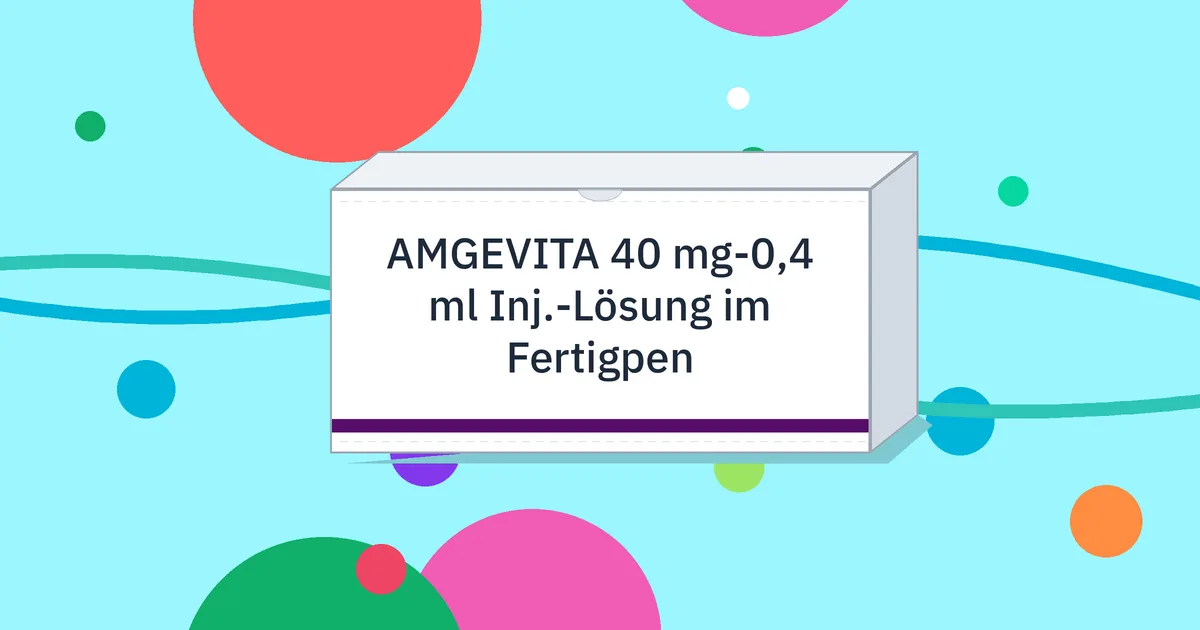 Symbolbild: Packung mit der Aufschrift AMGEVITA 40 mg-0,4 ml Inj.-Lösung im Fertigpen (PZN 19685650) – Verfügbarkeit und Bezug in Apotheken in Frankfurt am Main