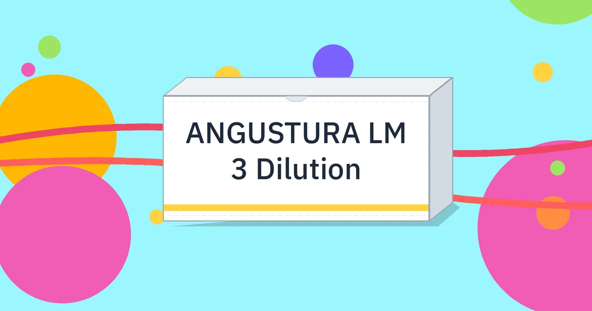 Symbolbild: Packung mit der Aufschrift ANGUSTURA LM 3 Dilution (PZN 13368345) – Verfügbarkeit und Bezug in Apotheken in Frankfurt am Main