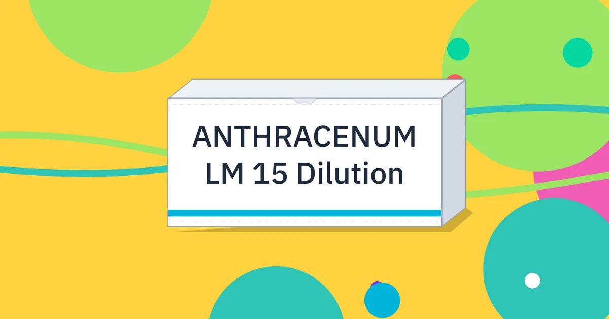 Symbolbild: Packung mit der Aufschrift ANTHRACENUM LM 15 Dilution (PZN 13370342) – Verfügbarkeit und Bezug in Apotheken in Frankfurt am Main
