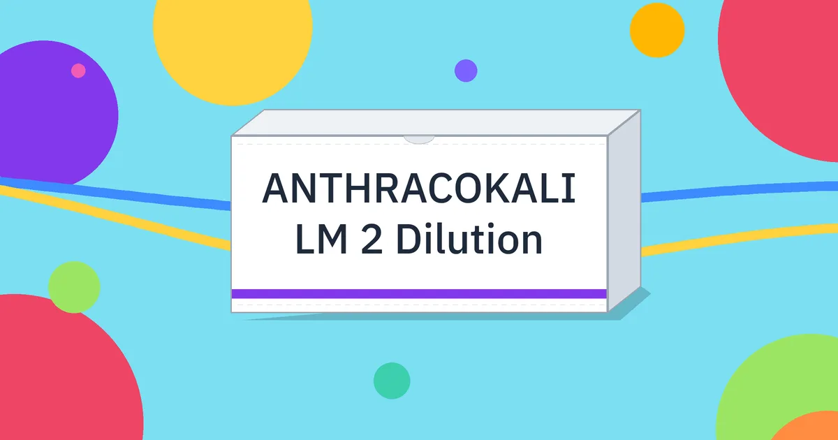 Symbolbild: Packung mit der Aufschrift ANTHRACOKALI LM 2 Dilution (PZN 13371117) – Verfügbarkeit und Bezug in Apotheken in Frankfurt am Main