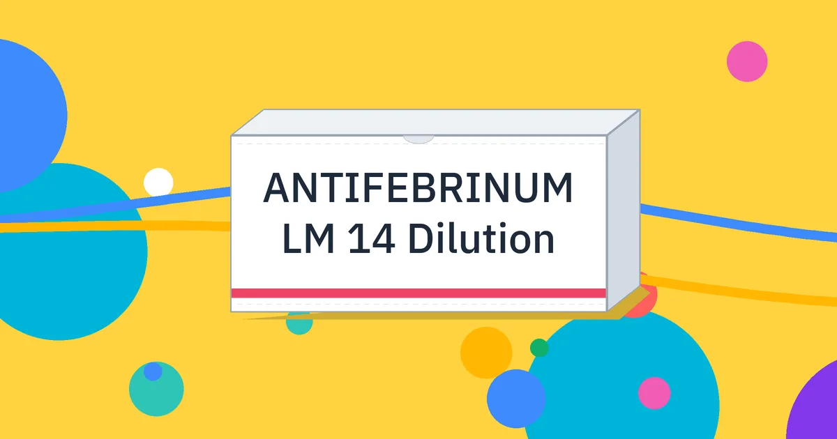 Symbolbild: Packung mit der Aufschrift ANTIFEBRINUM LM 14 Dilution (PZN 13371726) – Verfügbarkeit und Bezug in Apotheken in Frankfurt am Main