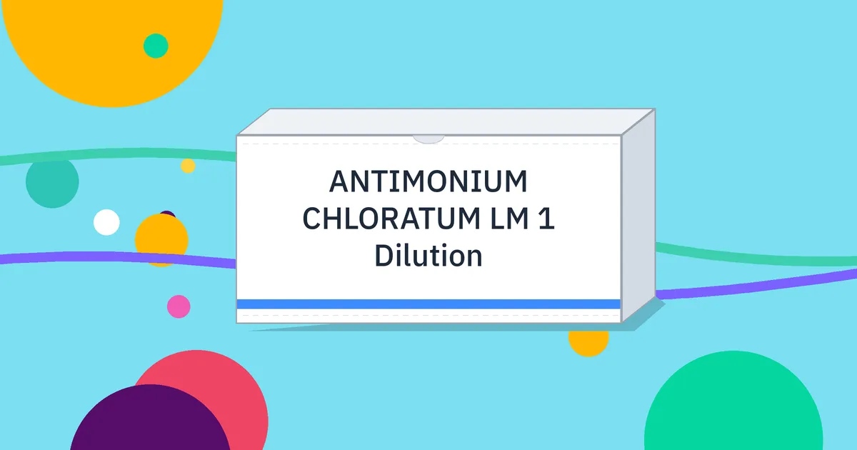 Symbolbild: Packung mit der Aufschrift ANTIMONIUM CHLORATUM LM 1 Dilution (PZN 13372482) – Verfügbarkeit und Bezug in Apotheken in Frankfurt am Main
