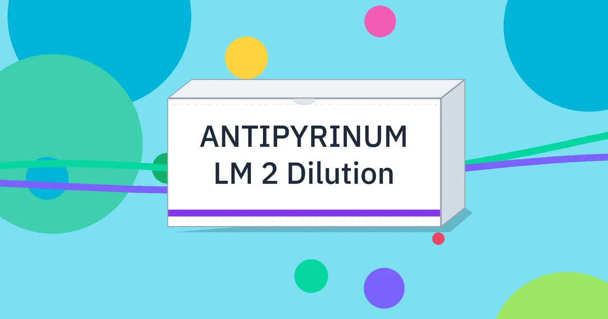 Symbolbild: Packung mit der Aufschrift ANTIPYRINUM LM 2 Dilution (PZN 13376089) – Verfügbarkeit und Bezug in Apotheken in Frankfurt am Main