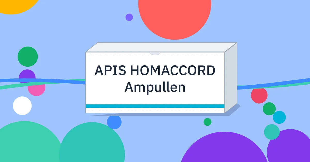 Symbolbild: Packung mit der Aufschrift APIS HOMACCORD Ampullen (PZN 00059499) – Verfügbarkeit und Bezug in Apotheken in Frankfurt am Main