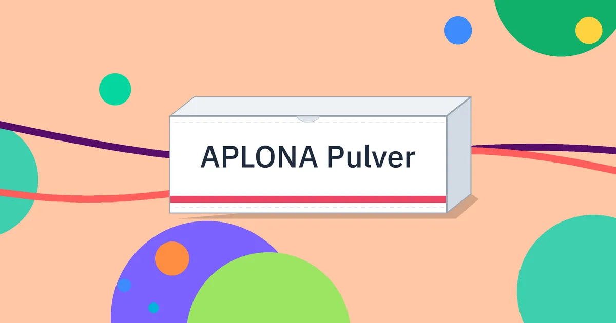 Symbolbild: Packung mit der Aufschrift APLONA Pulver (PZN 04974880) – Verfügbarkeit und Bezug in Apotheken in Frankfurt am Main