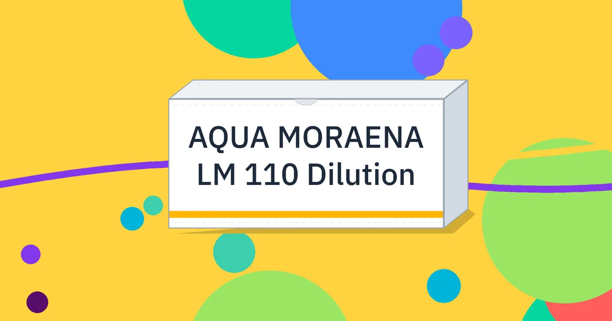 Symbolbild: Packung mit der Aufschrift AQUA MORAENA LM 110 Dilution (PZN 13755674) – Verfügbarkeit und Bezug in Apotheken in Frankfurt am Main