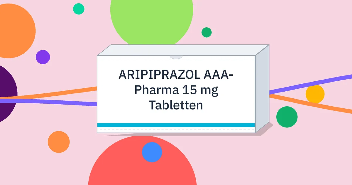 Symbolbild: Packung mit der Aufschrift ARIPIPRAZOL AAA-Pharma 15 mg Tabletten (PZN 18300205) – Verfügbarkeit und Bezug in Apotheken in Frankfurt am Main